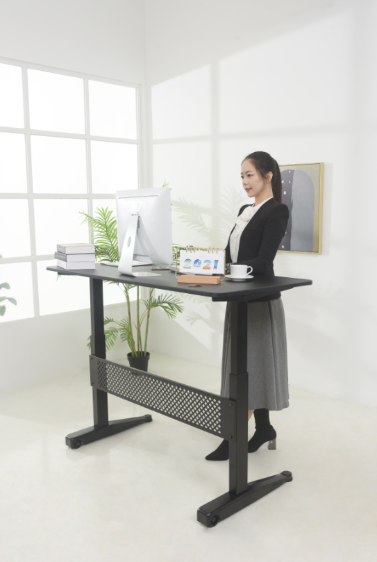 Pneumatic 55 x 27" Stand Desk with Rectangular Top