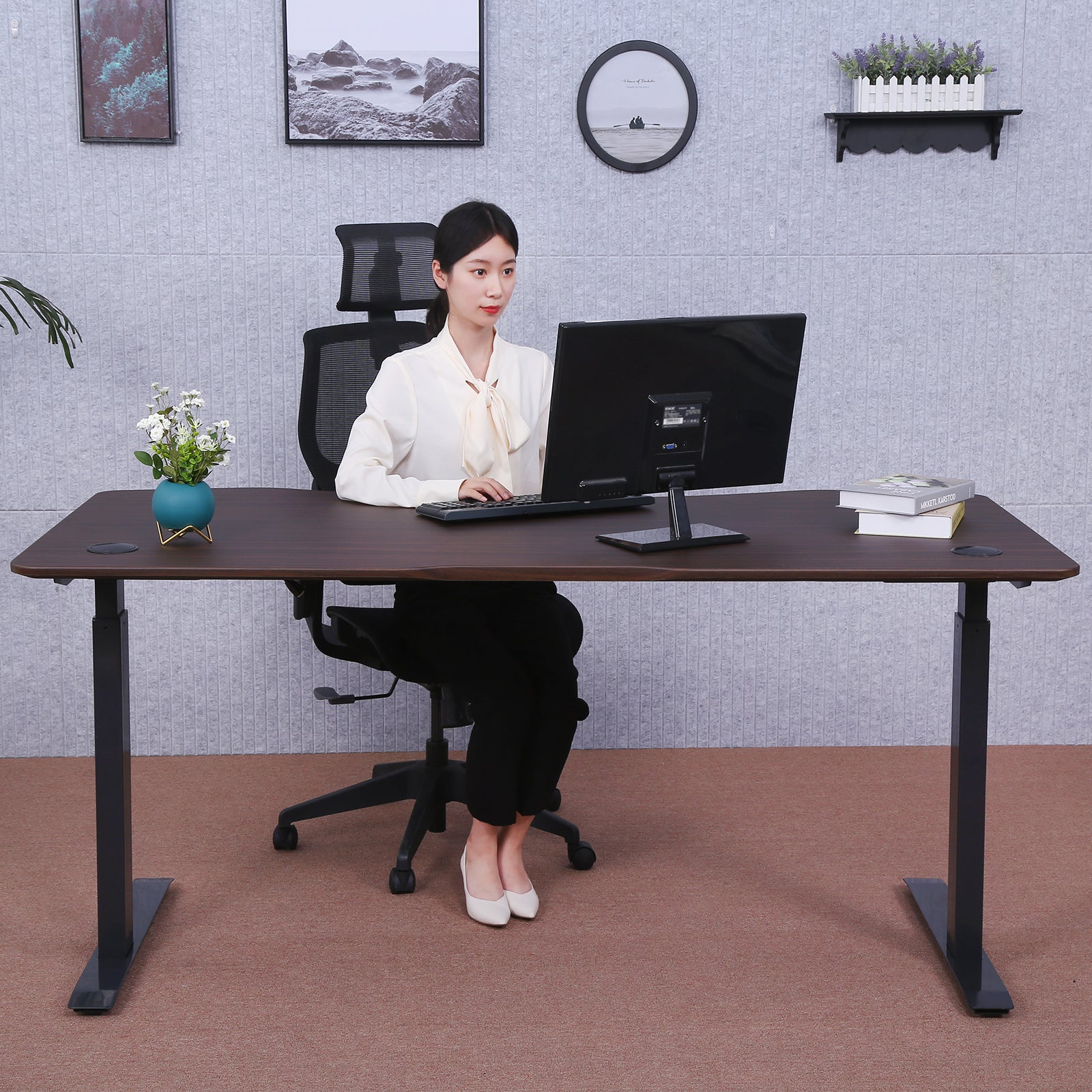 Elite Pro Series 71" x 33" Standing Desk with Black Frame (Back-ordere